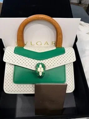 BVLGARI | Bags | Brand New Bulgari White And Green Tophandle Womens Bag ...